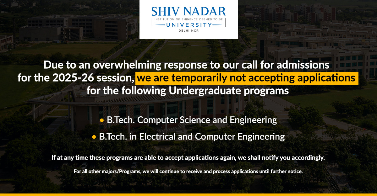 Shiv Nadar University, Delhi NCR: Admissions Open for Engineering ...